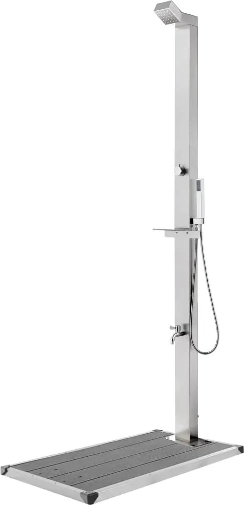 Zahradní sprcha s šedou základnou 225 cm nerezová ocel 3070792