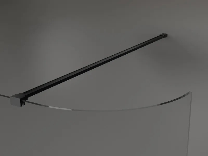 Mexen Kioto-R zaoblená sprchová stěna Walk-in 90 x 200 cm, průhledná 8 mm, černá - 800-090-101-70-06