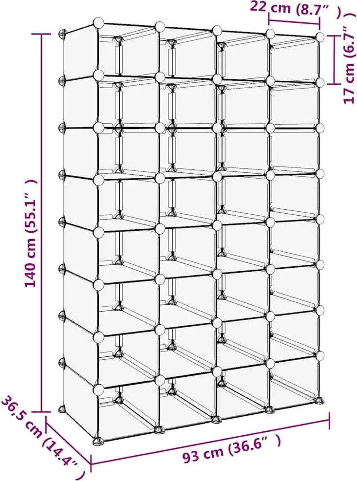 Botník průhledný 93 x 36,5 x 140 cm PP 340559