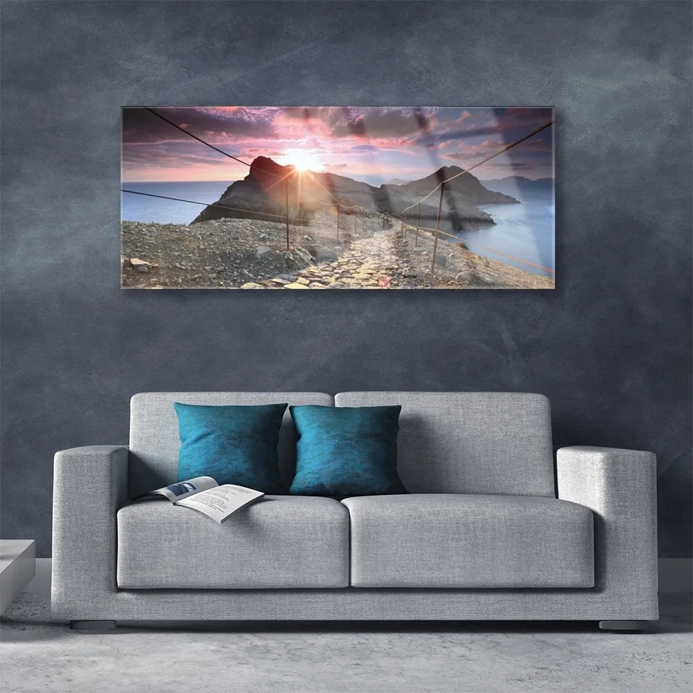 Plexisklo-obraz Hory Stezka Útes Západ 125x50 cm