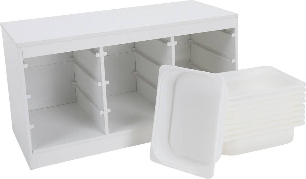 Organizér s úložnými boxy, bílá, TRIMAL
