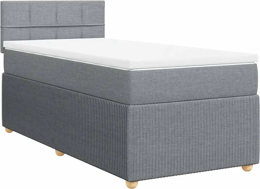 Box spring postel s matrací světle šedá 90x190 cm textil 3289611