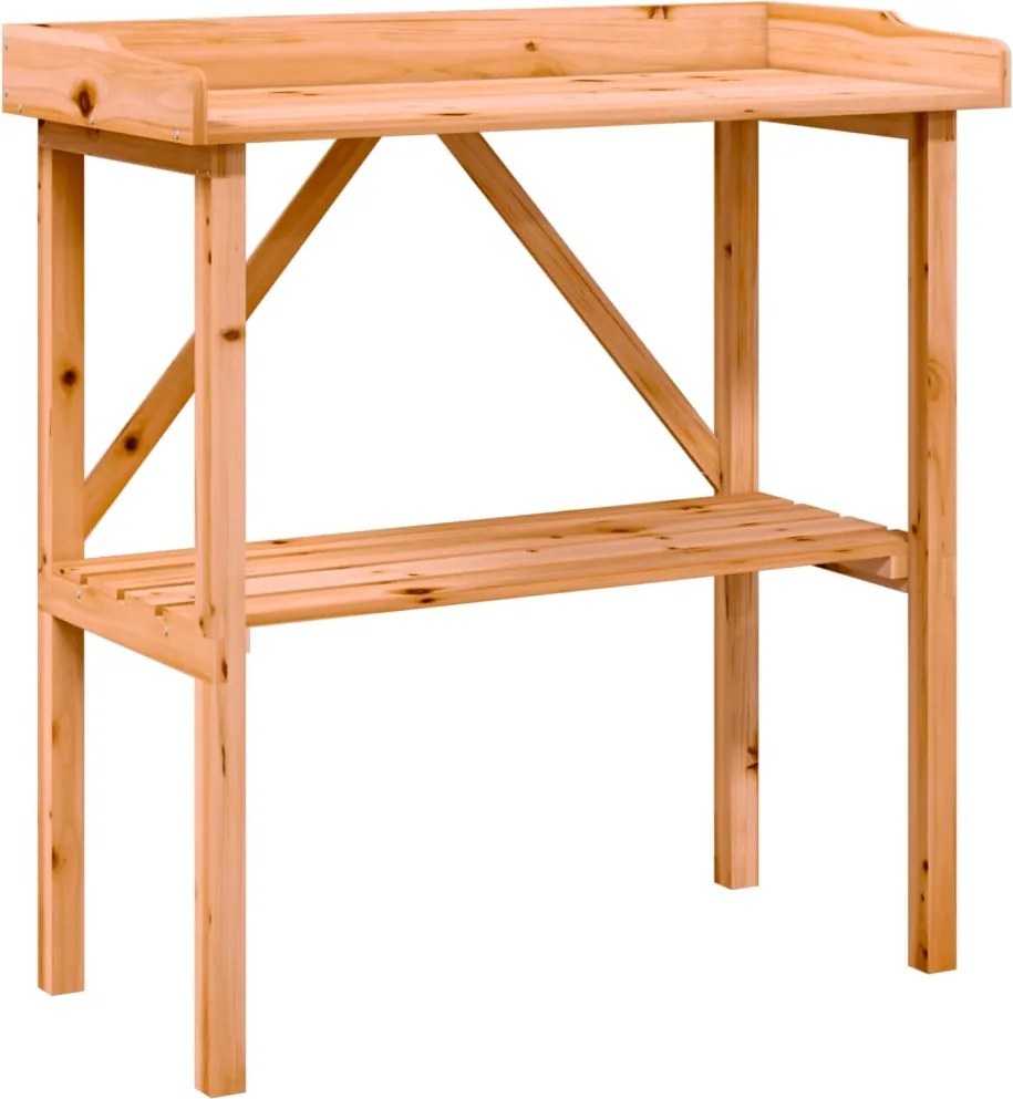 Přesazovací stůl s policí hnědý 78 x 38 x 82,5 cm masivní jedle 156350