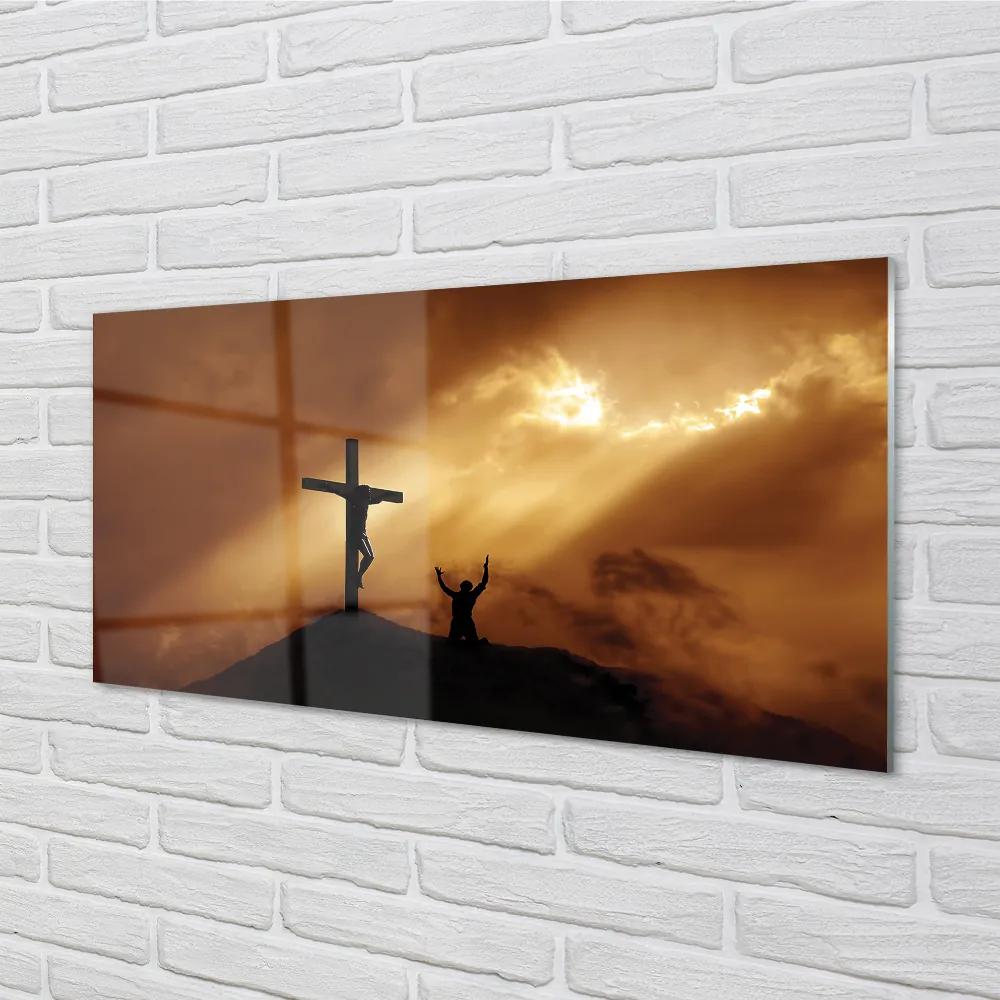Skleněný panel Jesus Cross Light 140x70 cm
