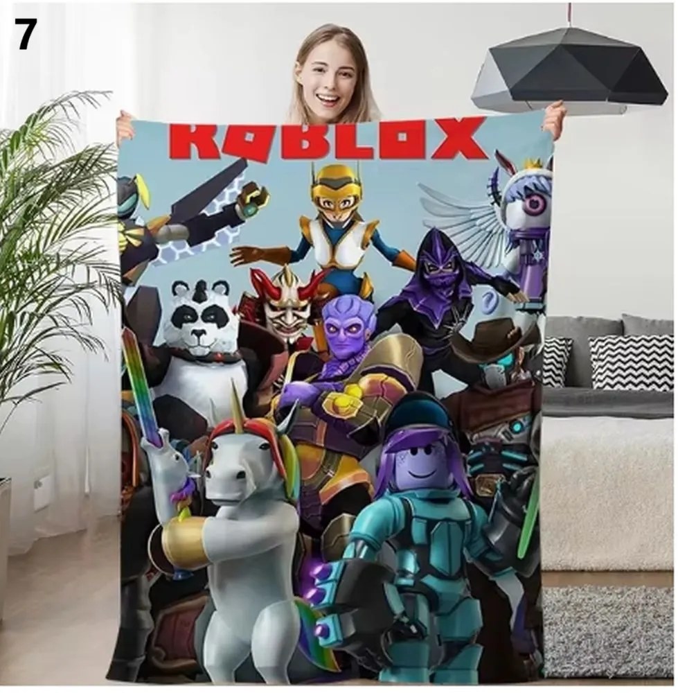 Plyšová deka s potiskem "Roblox" - 10 motivů/6 velikostí Motiv: 7, Velikost: 150x220 cm