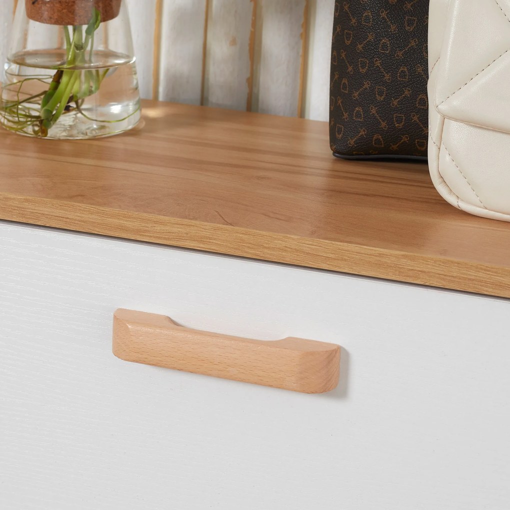 HOMCOM Skandinávský styl botník s 3 sklápěcími dvířky v dřevěném vzhledu - 70 x 23,5 x 122 cm - Bílý