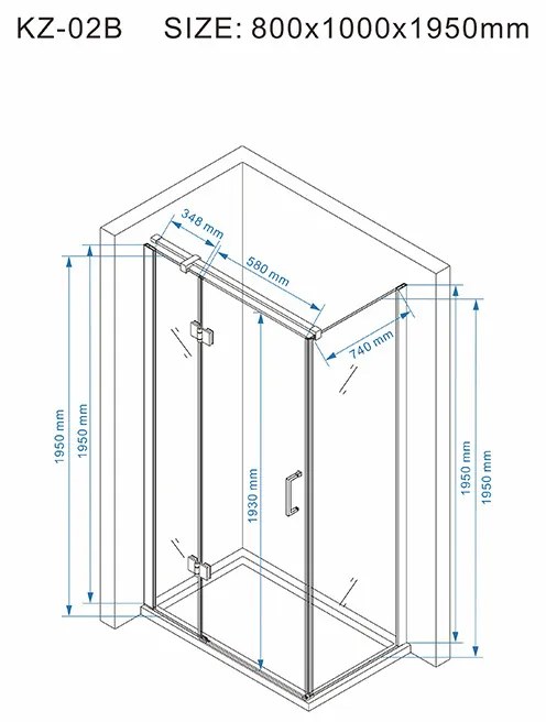 BPS-koupelny Obdélníkový sprchový kout HYD-OK02B 100x80 chrom/transparent + vanička HYD-OSV-ST03A černá