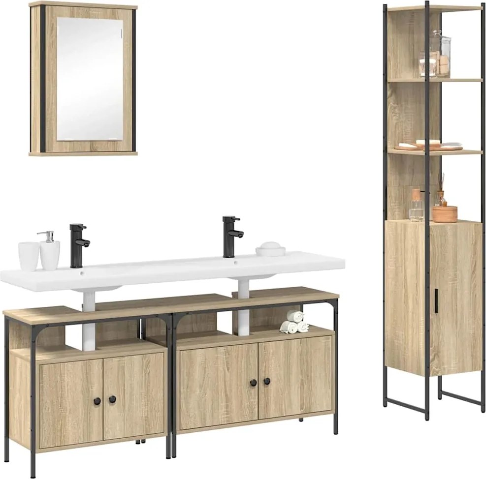 Sada koupelnového nábytku 4 ks Sonoma dub 33 x 33 x 185,5 cm 3399396