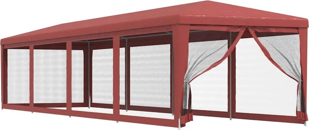 Party stan s 10 síťovanými bočnicemi červený 3 x 12 m HDPE 319250