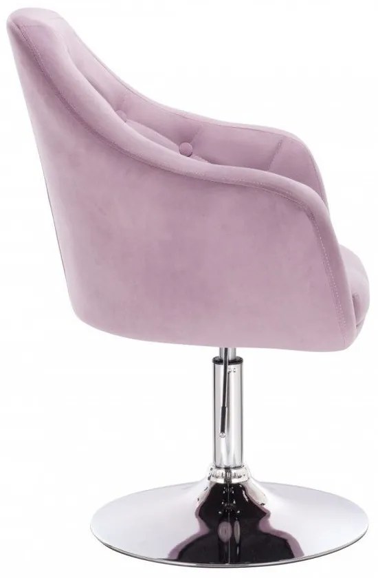 LuxuryForm DESIGN Otočné křeslo ANDORA VELUR na stříbrném talíři - levandule