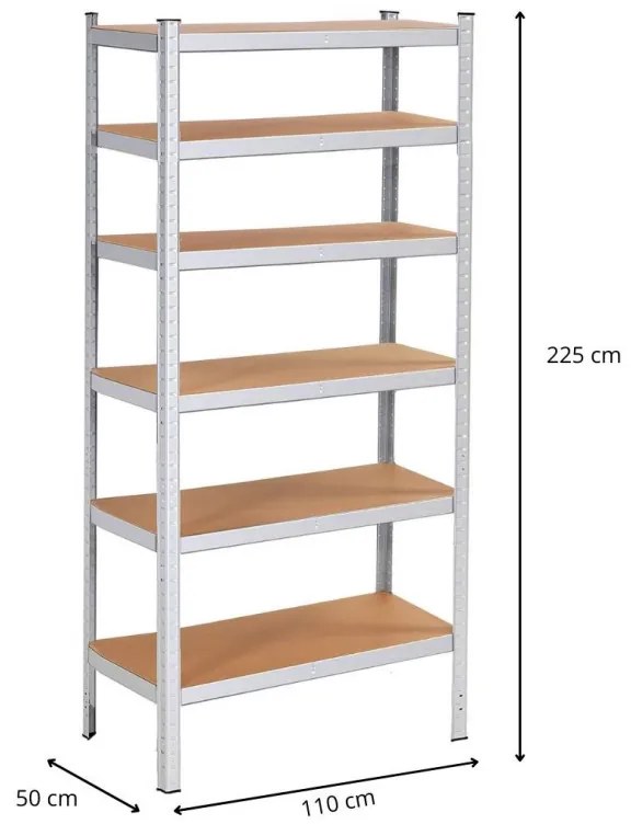 Kovový regál 225x110x50 cm, 6 polic SPRINGOS HA5213