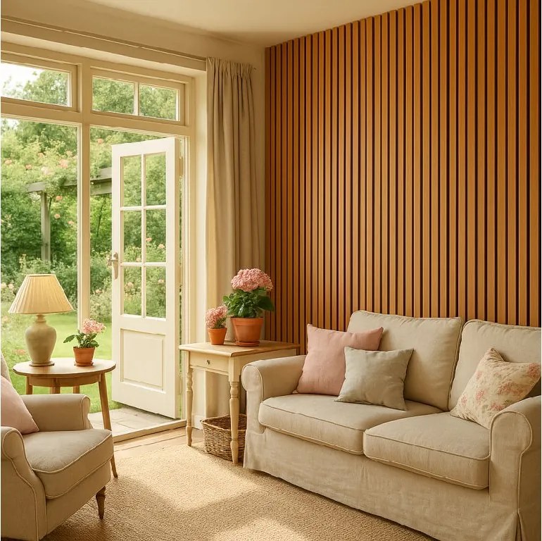 3D Dřevěné lamely na zeď na filci 255x46cm - Dub SLUNEČNÍ