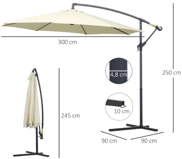Jumi OP-142694 Slunečník s boční nohou průměr 300 cm bílý