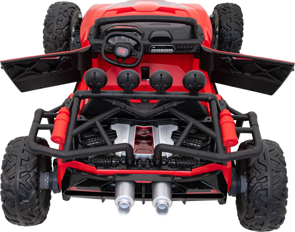Ramiz Elektrická bugina Racing 5 pro děti červená + motory 2x200W + dálkové ovládání + LED audio + pomalý start