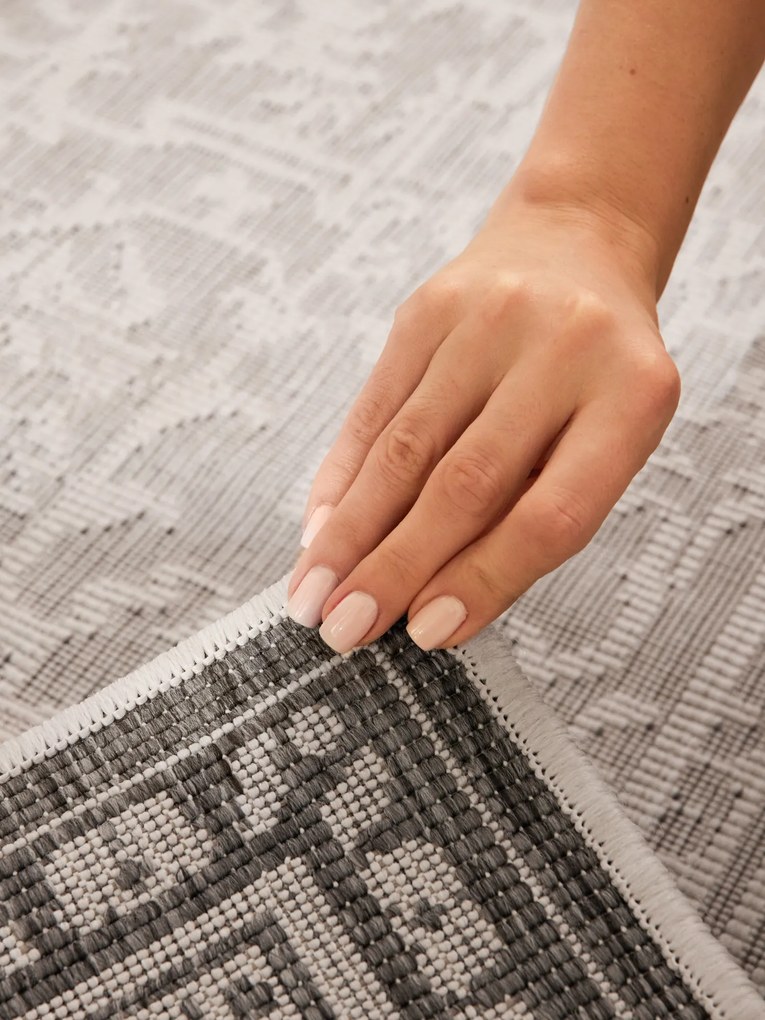 NORTHRUGS, Kusový koberec Duet Kona 106249 White/Gray - na ven i na doma, 160x230, šedá, chodba / předsíň