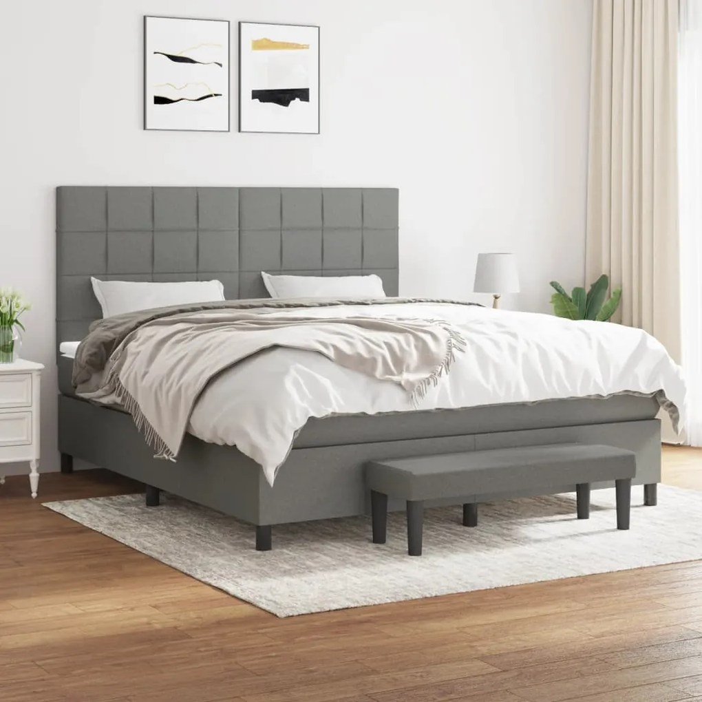 Box spring postel s matrací tmavě šedá 180x200 cm textil 3136614