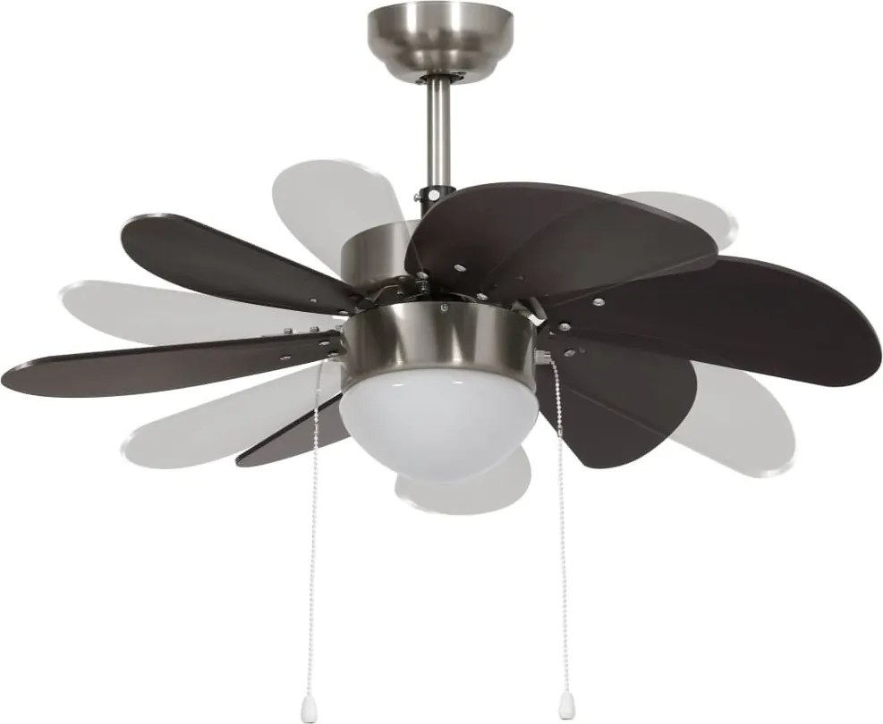vidaXL Stropní ventilátor se světlem 76 cm světle hnědý [51489] Barva: tmavě hnědá