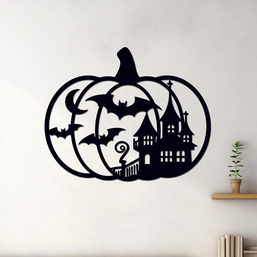 dřevo života Halloweenská dekorace na zeď - ZÁMEK Zvolte rozměr (cm): 40x33, Zvolte barvu dekoru: Černá