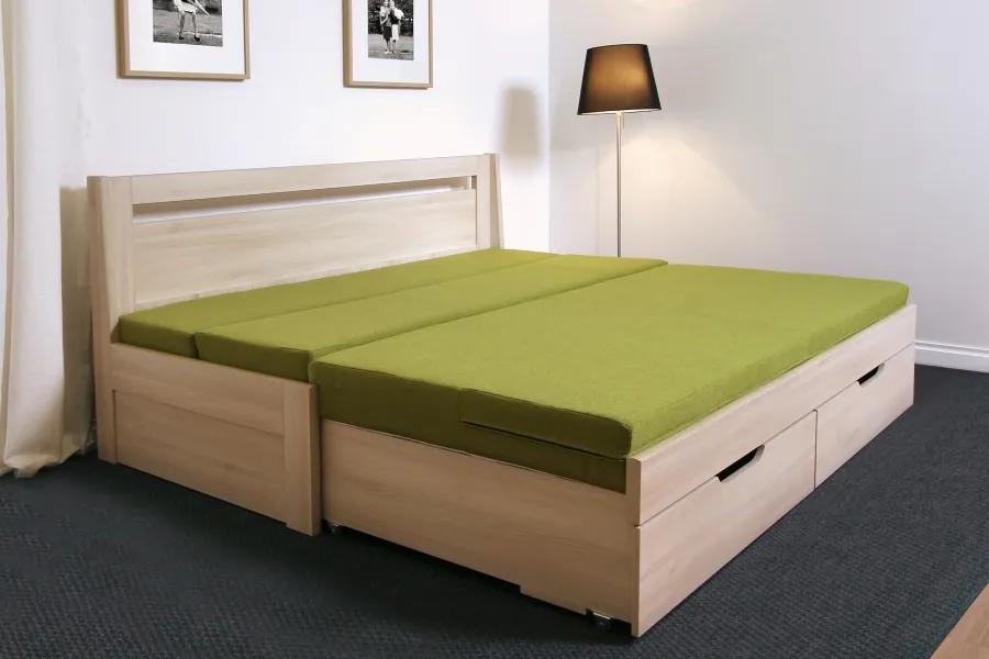 BMB Rozkládací postel TANDEM Klasik barevné provedení: BUK průběžný, provedení: rovné rohy, Varianta: bez područek