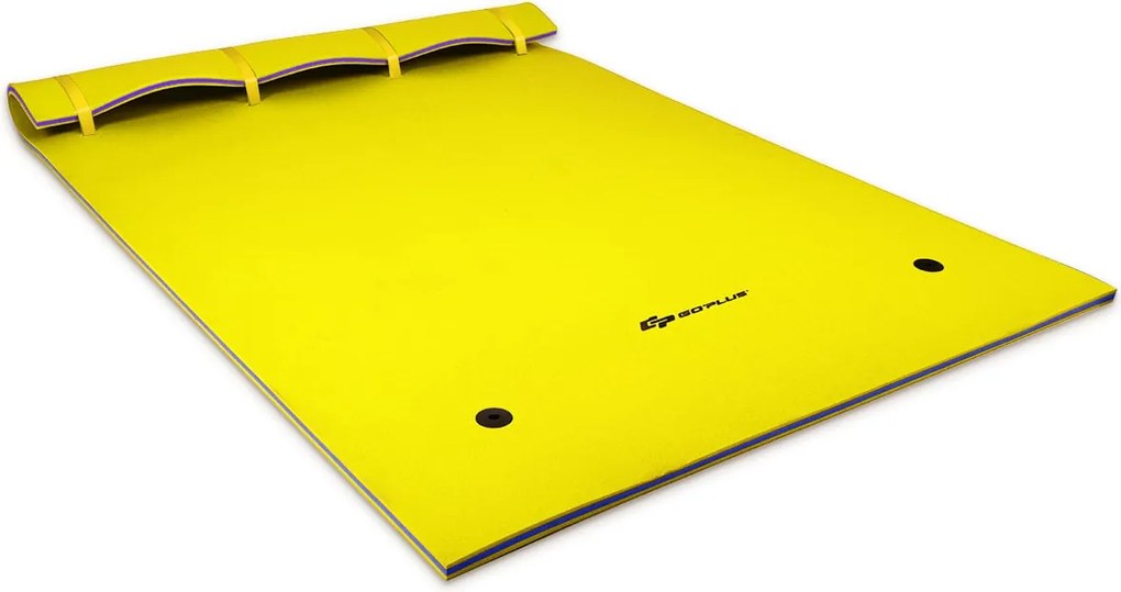 Costway Plovoucí koberec plovoucí podložka vodní lehátko žlutá/modro, žluť