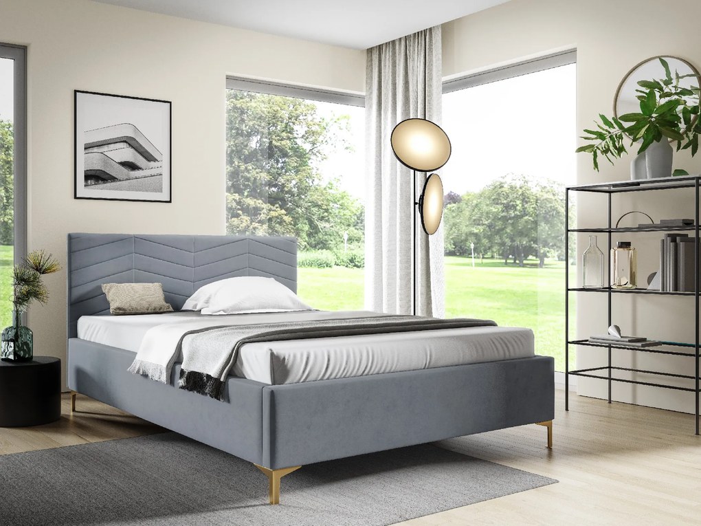 Eka Čalouněná postel ANNA+ 140x200 cm Barva látky Trinity: Světle hnědá (Trinity 2306), Úložný prostor: Bez úložného prostoru