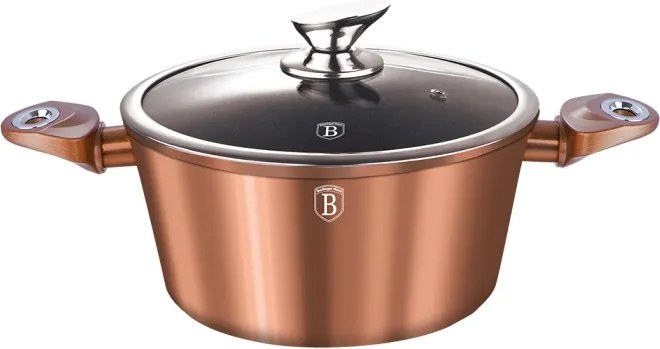 BERLINGERHAUS Kastrol s mramorovým povrchem a poklicí 28 cm Rosegold Metallic Line BH-1516