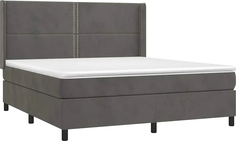 Box spring postel s matrací tmavě šedá 180x200 cm samet 3132634