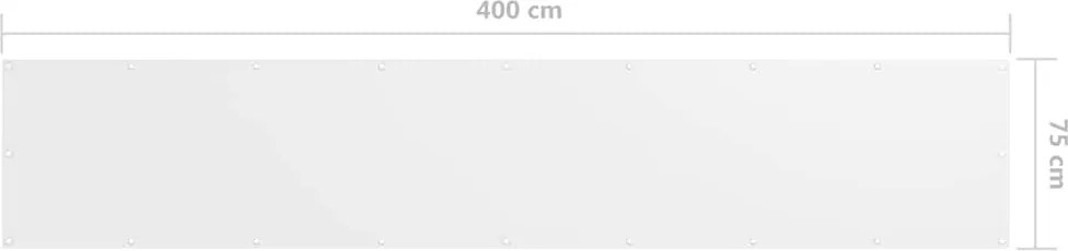 Balkónová zástěna bílá 75 x 400 cm oxfordská látka 134889