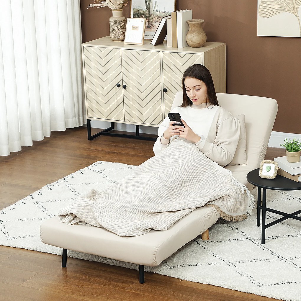 HOMCOM 3 v 1 Rozkládací Křeslo, Sofabed s Funkcí Postele, Polštář na Bedra, Sklopné Křeslo s Nastavitelným Opěradlem, Chaise Lounge v Sametovém Vzhle…
