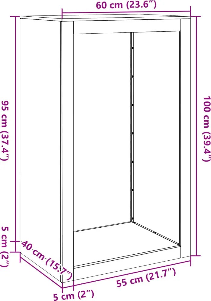 vidaXL Stojan na palivové dřevo 60 x 40 x 100 cm nerezová ocel [850995] Barva: Nerezová ocel / Šedý