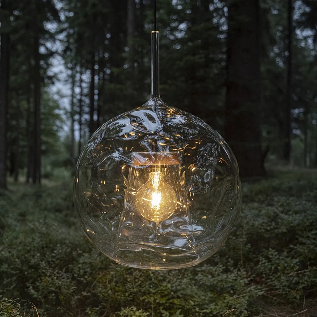 Elegantní skleněné svítidlo Element Easy Space Sphere Natural Barva objímky: Zlatá, Dřevodekor: Bílý, Sklo: Kouřové