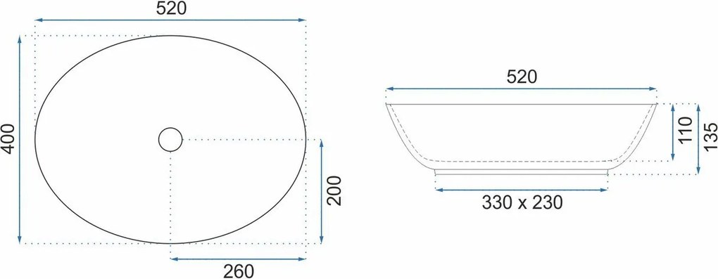 Rea Margot umyvadlo, 52 x 40 cm, zlatá/černá, REA-U8978