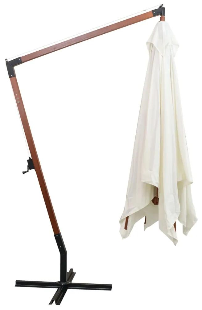 Závěsný slunečník s dřevěnou tyčí, 300x300 cm, bílá,  42968
