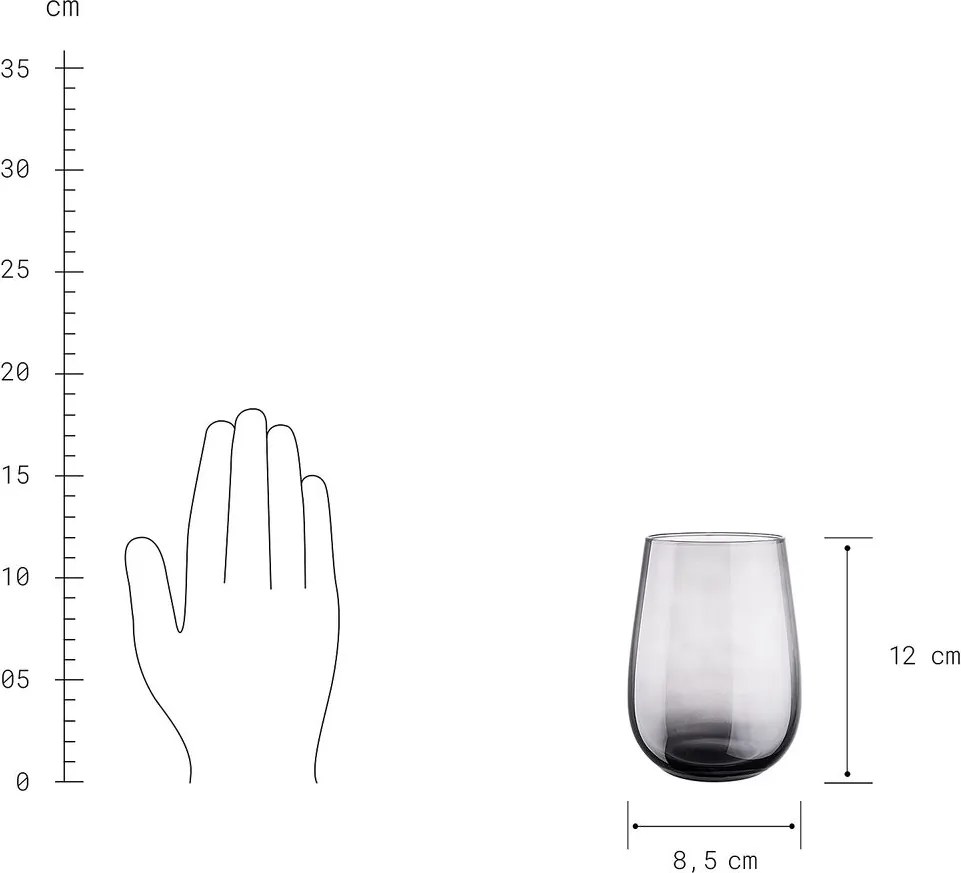CALICO Sklenice na vodu 590 ml - šedá