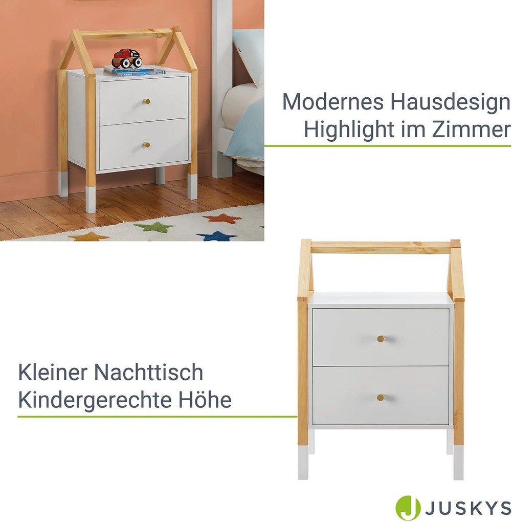 Juskys Dětský noční stolek Enny se dvěma zásuvkami