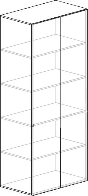 Vysoká skříň s posuvnými dveřmi ProOffice 80 x 45 x 178 cm, třešeň