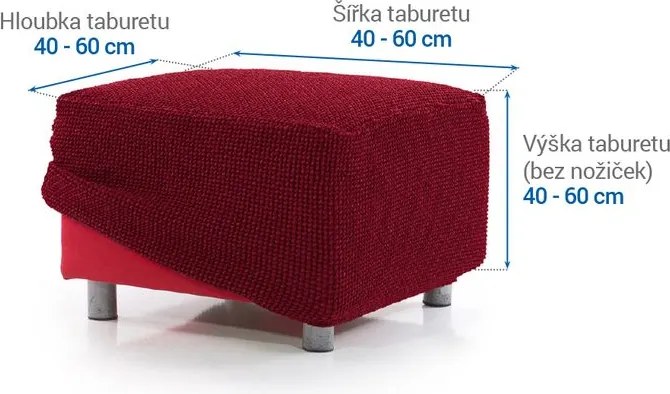 Super strečové potahy NIAGARA bordó taburet (40 - 60 cm)