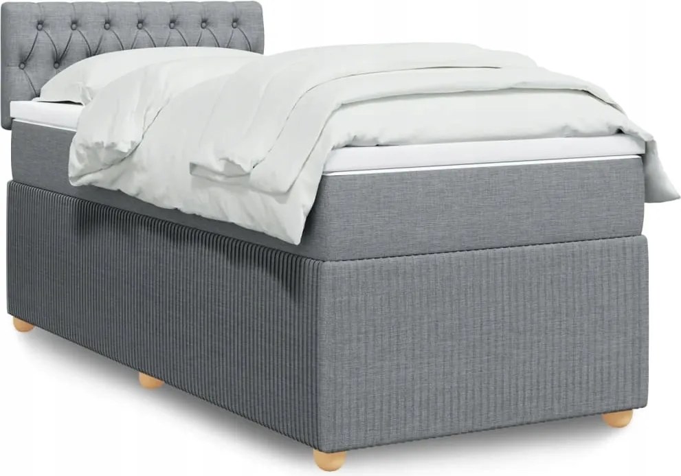 Box Spring Postel S Matrací Textil Světle Šedá Prošívaný design 80 x 200