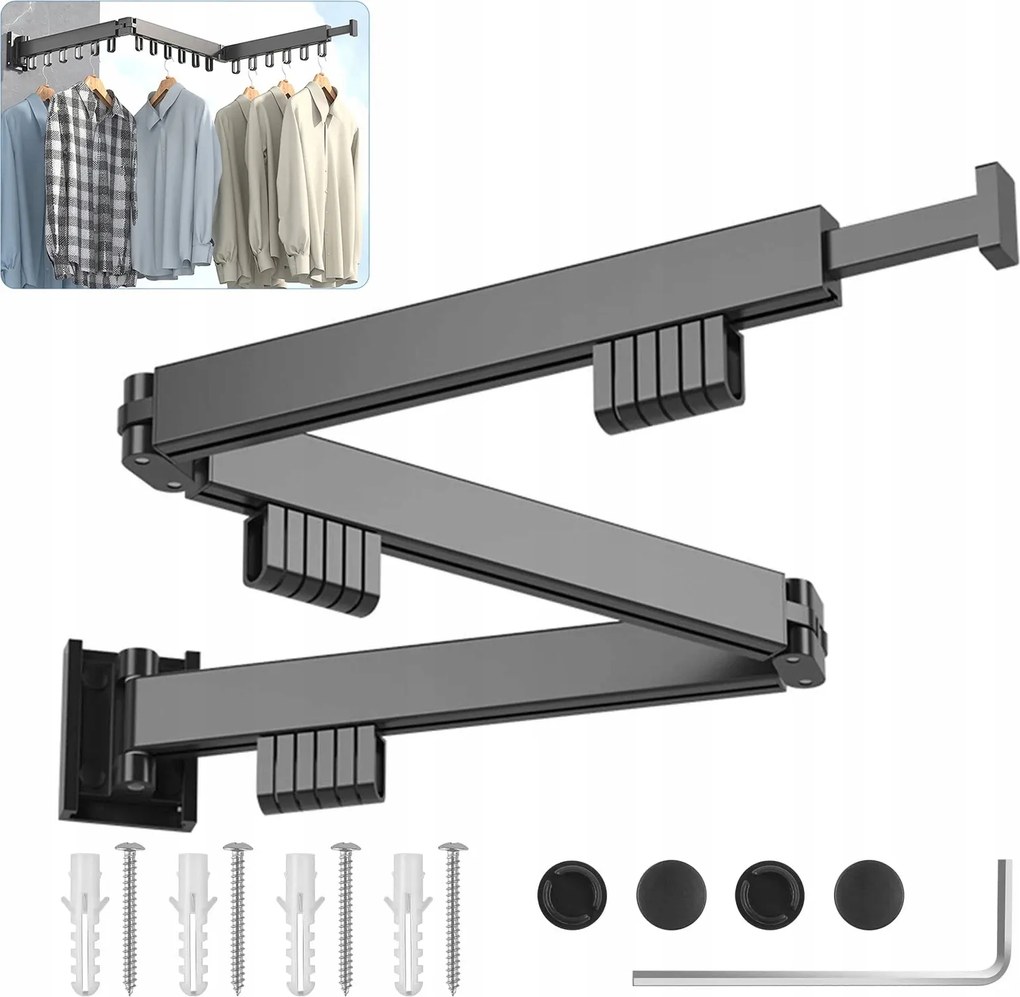 Výsuvný 3-STUPŇOVÝ Skládací Věšák Na Oblečení S Háčky, 120 CM