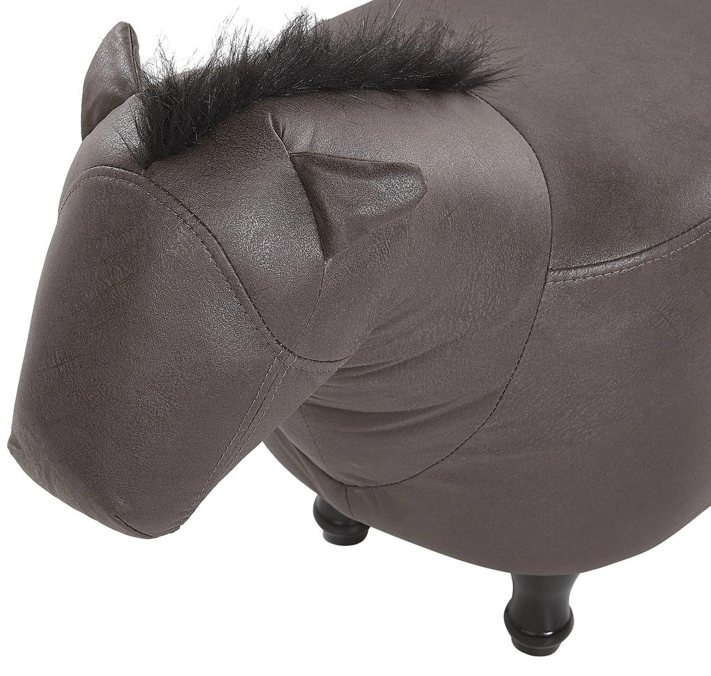 Zvířecí stolička tmavě hnědá z umělé kůže HORSE Beliani