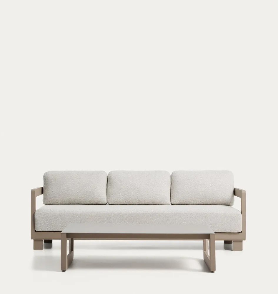 Béžový/taupe hliníkový zahradní lounge set pro 3 osoby Nerano – Kave Home
