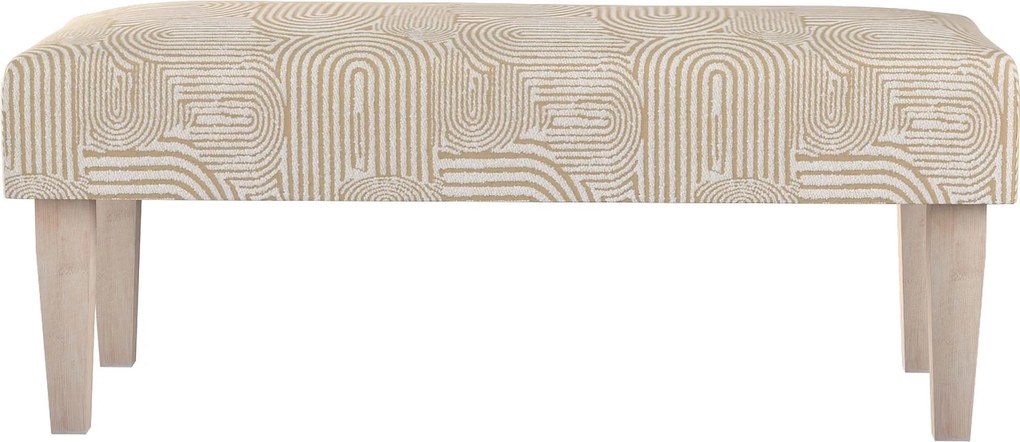 Dlouhá lavička 100x40cm barva béžová látka pletený vzor, vzorované