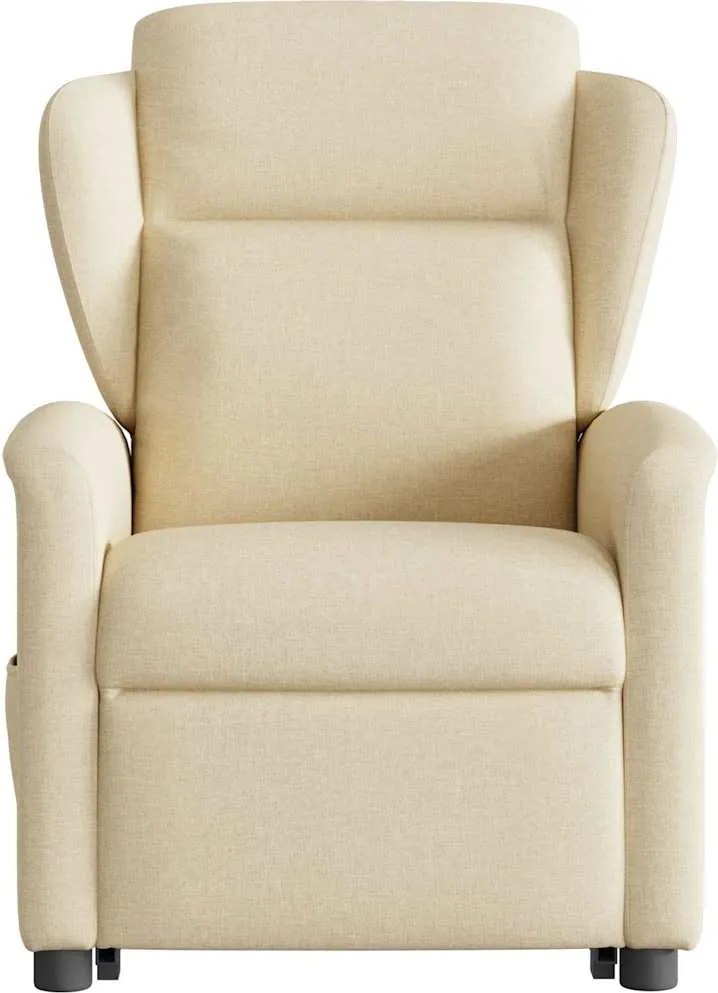 Zvedací masážní polohovací křeslo krémové textil 3303152