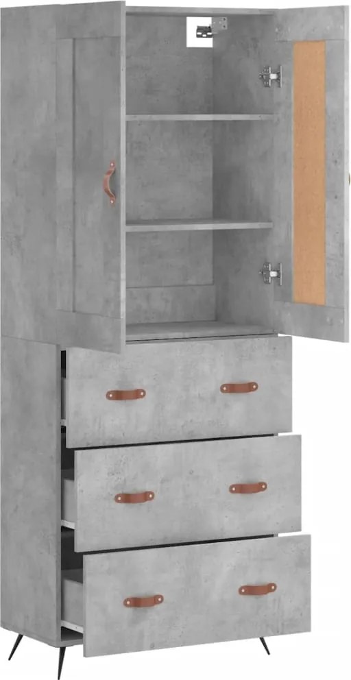 Skříň highboard betonově šedá 69,5x34x180 cm kompozitní dřevo 3199725
