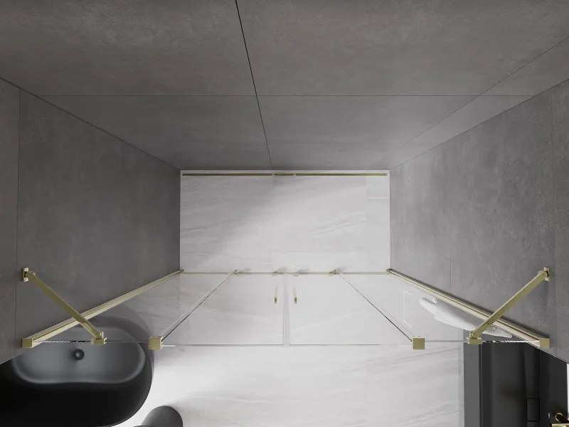 Mexen Velar Duo, posuvné dveře do otvoru 180x200 cm, 8mm čiré sklo, zlatá lesklá, 871-180-000-02-50