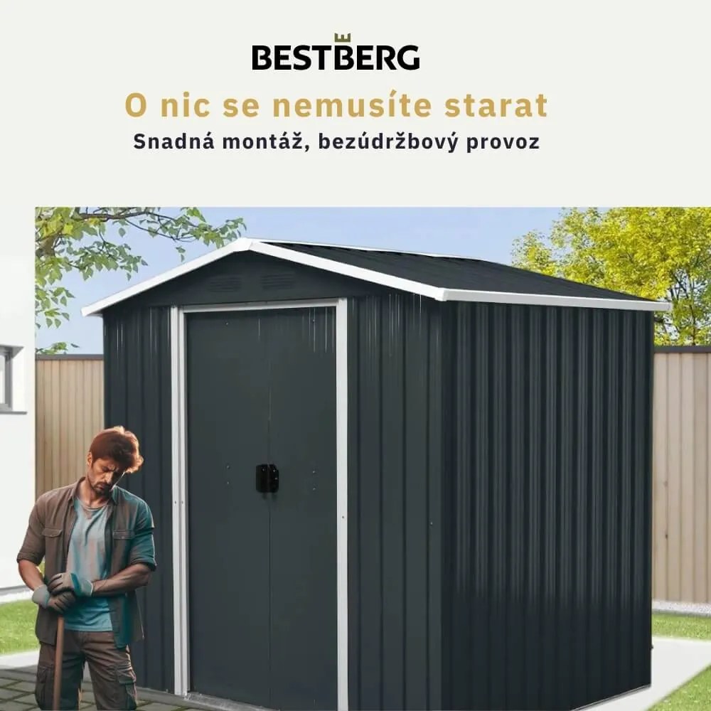 Zahradní domek BestBerg ZDB-2A / 2,5 m² / 194 x 131 x 184 cm / šedá