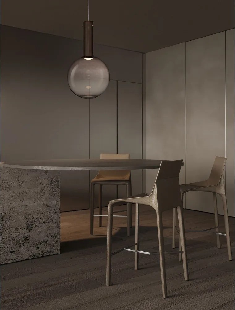 Hnědé skleněné LED stmívatelné závěsné svítidlo ø 30 cm Nostos – Nova Luce