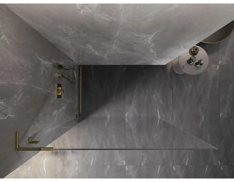 Mexen, Mexen Lunar L sprchová stěna levá 70 x 200 cm, průhledná 8 mm, zlatá - 830L-070-000-50-00-L