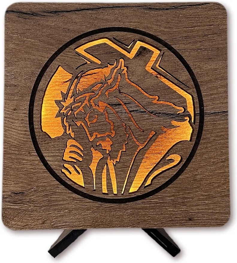 Li-Go "Ježíš a kříž" lampa 19x19 cm provedení povrchu: dub světlý