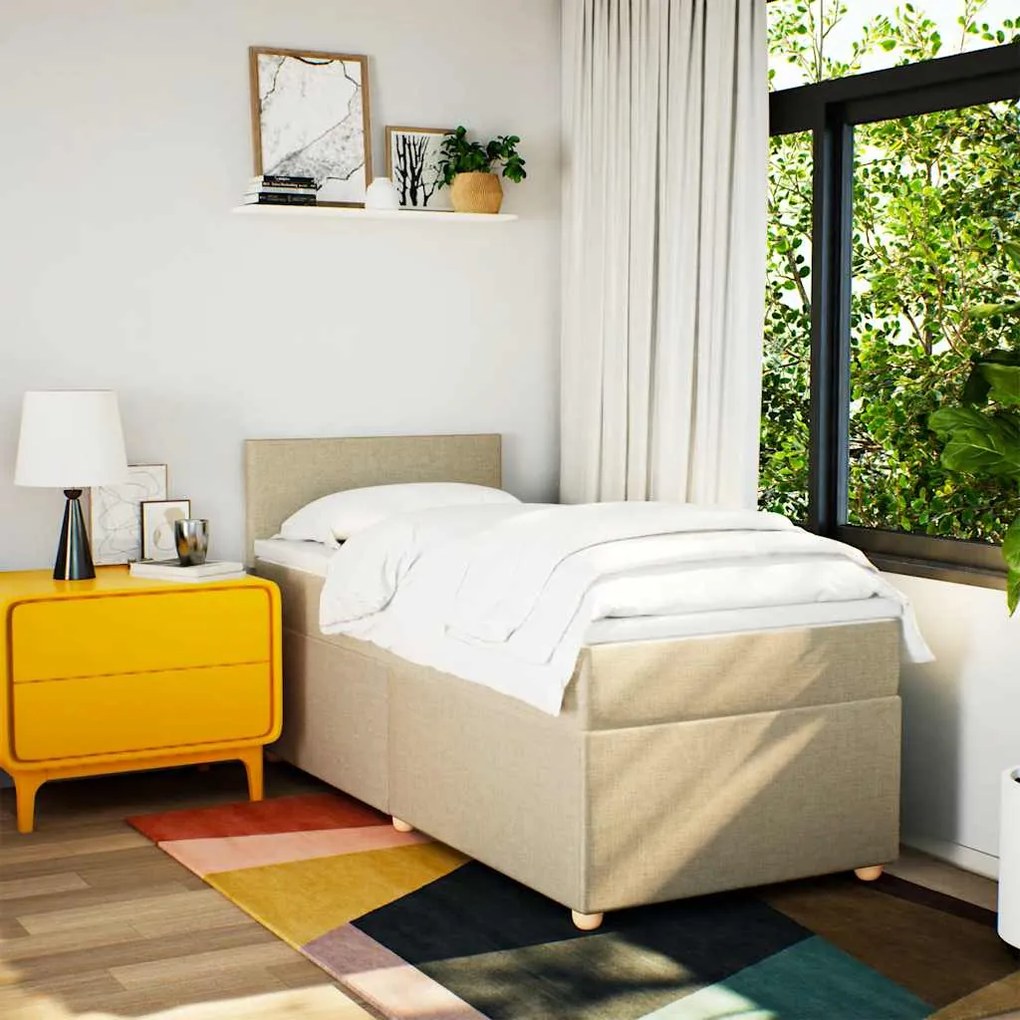 Box spring postel s matrací krémová 80 x 200 cm textil 3286505